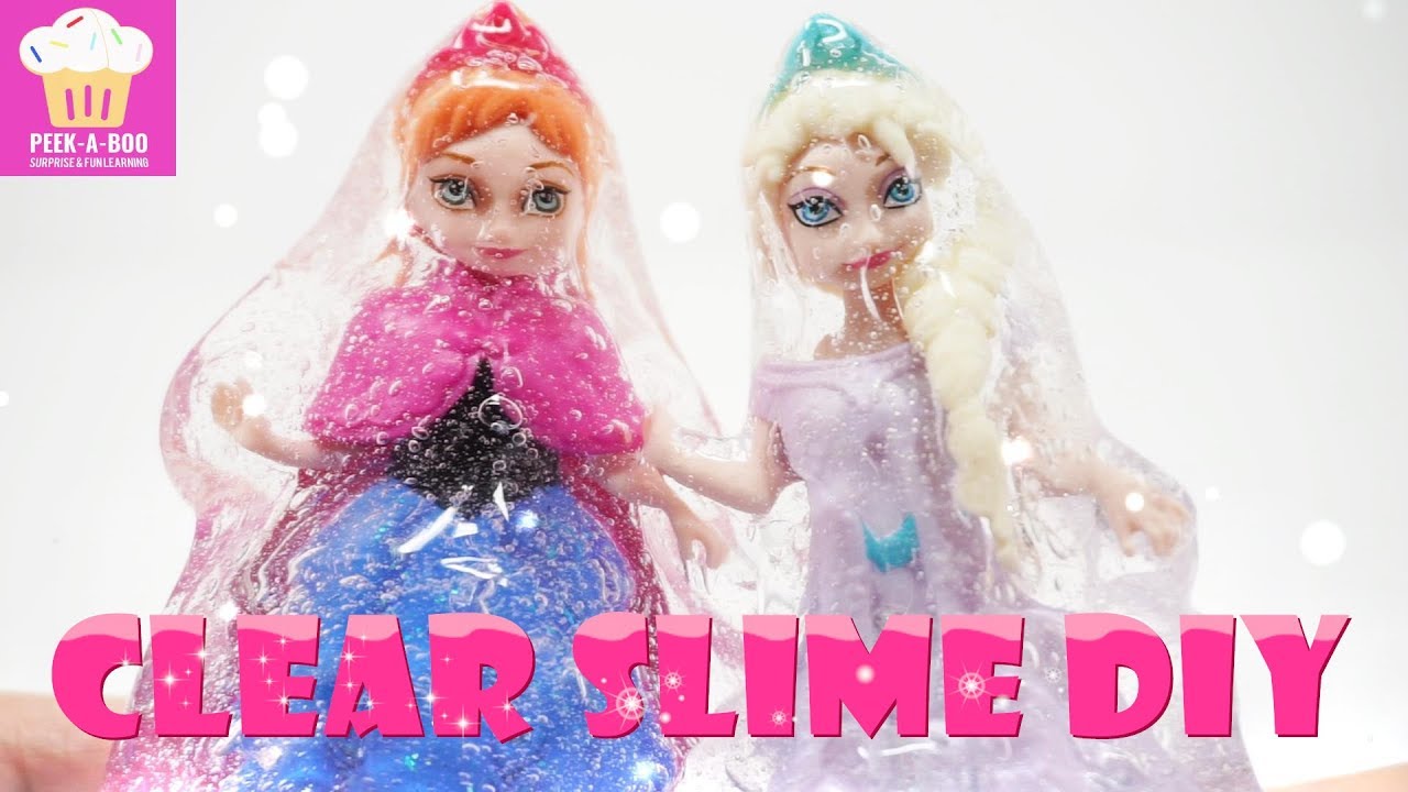 Easy clear slime DIY tutorial | Frozen Elsa Anna in ice!! - YouTube