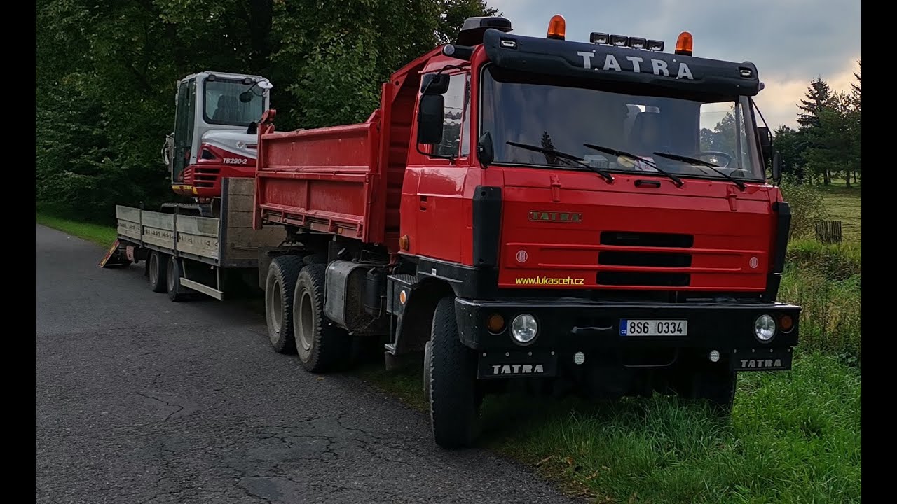 Driving Tatra 815 V10 6×6 - Excavator transport - Engine sound ...