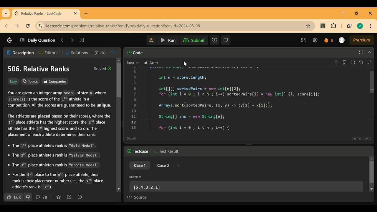 Streak Day 8🔥Relative Ranks LeetCode 506 - YouTube