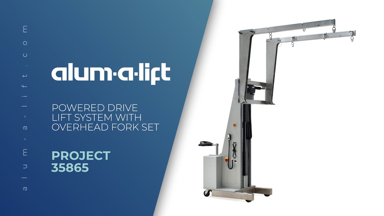 Powered Drive Lift System with Overhead Forks | Alum-a-Lift - YouTube