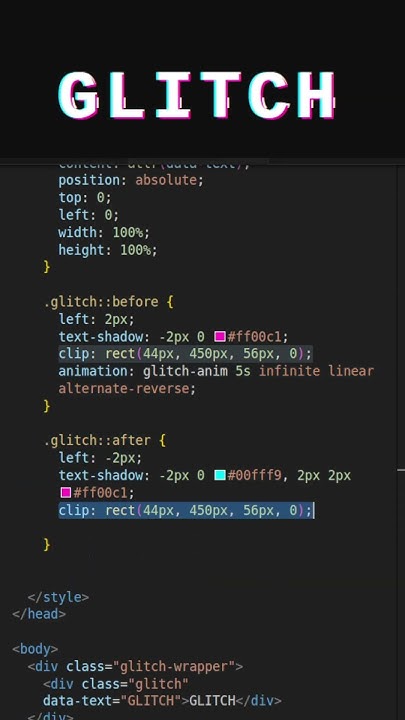 Glitch Text Animation Html Css Js Javascript Html Css Coding Webdevelopment Webdev