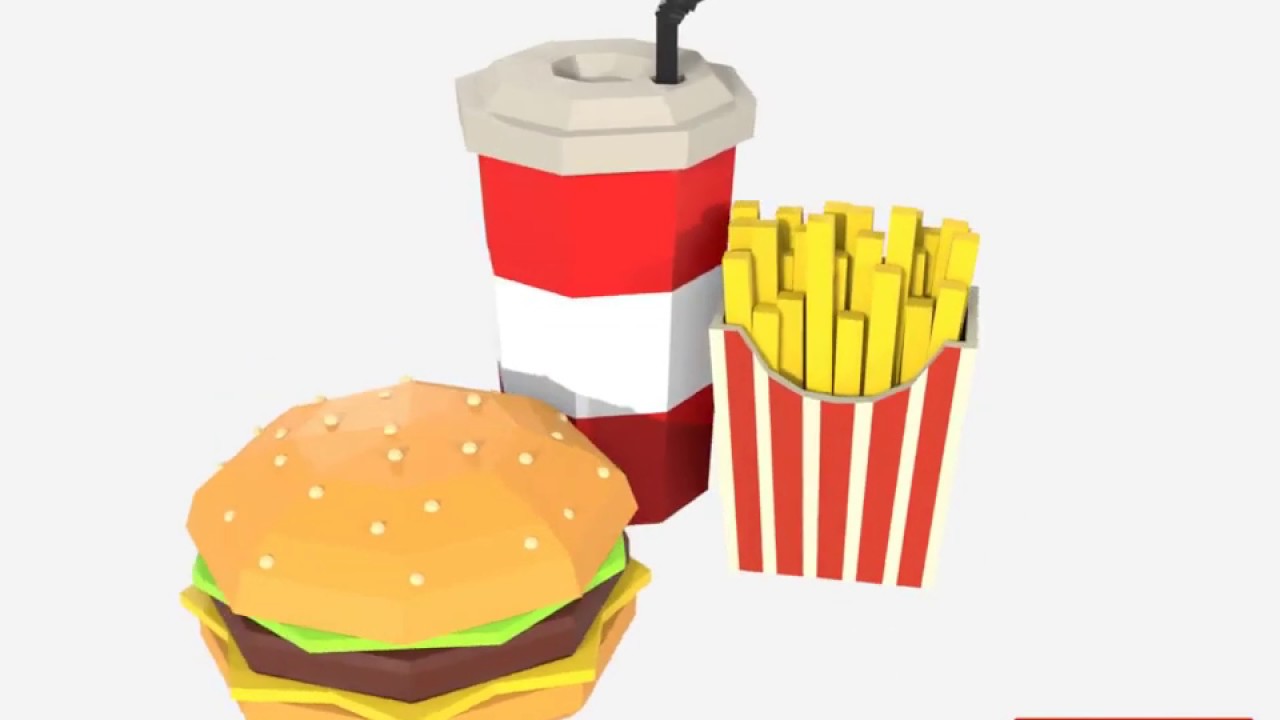 Low Poly Burger Combo 3D model Blender | Diego Bermu - YouTube