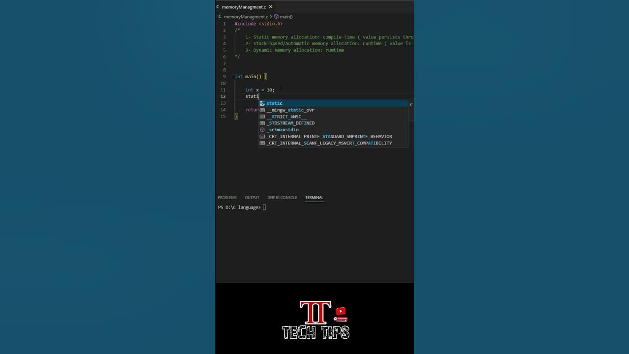 C Programming Tutorial: Memory Management with Static, Automatic, and Dynamic Memory Allocation ...