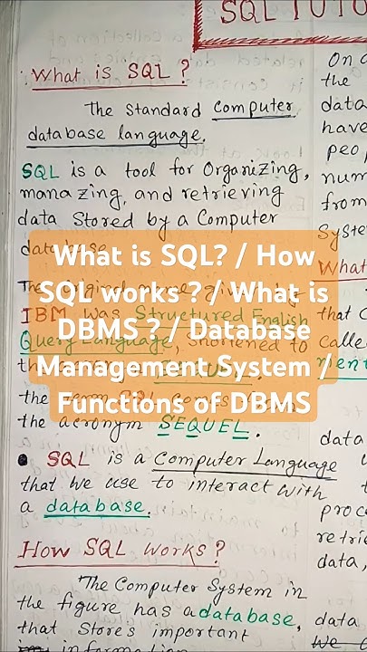 What is SQL? l How SQL works ? l What is DBMS ? l Database Management System l Functions of DBMS ...