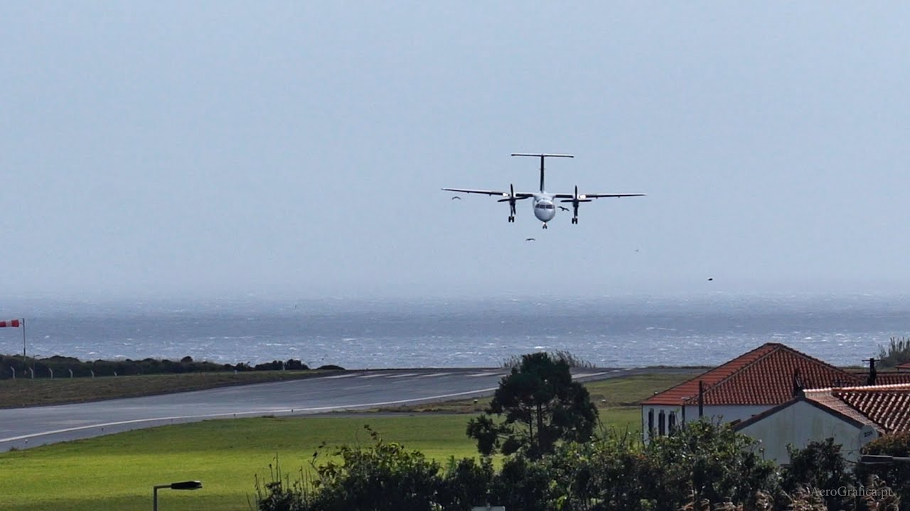 Q200 Sata - Aterragem com vento cruzado / crosswind landing - Flores 26 ...