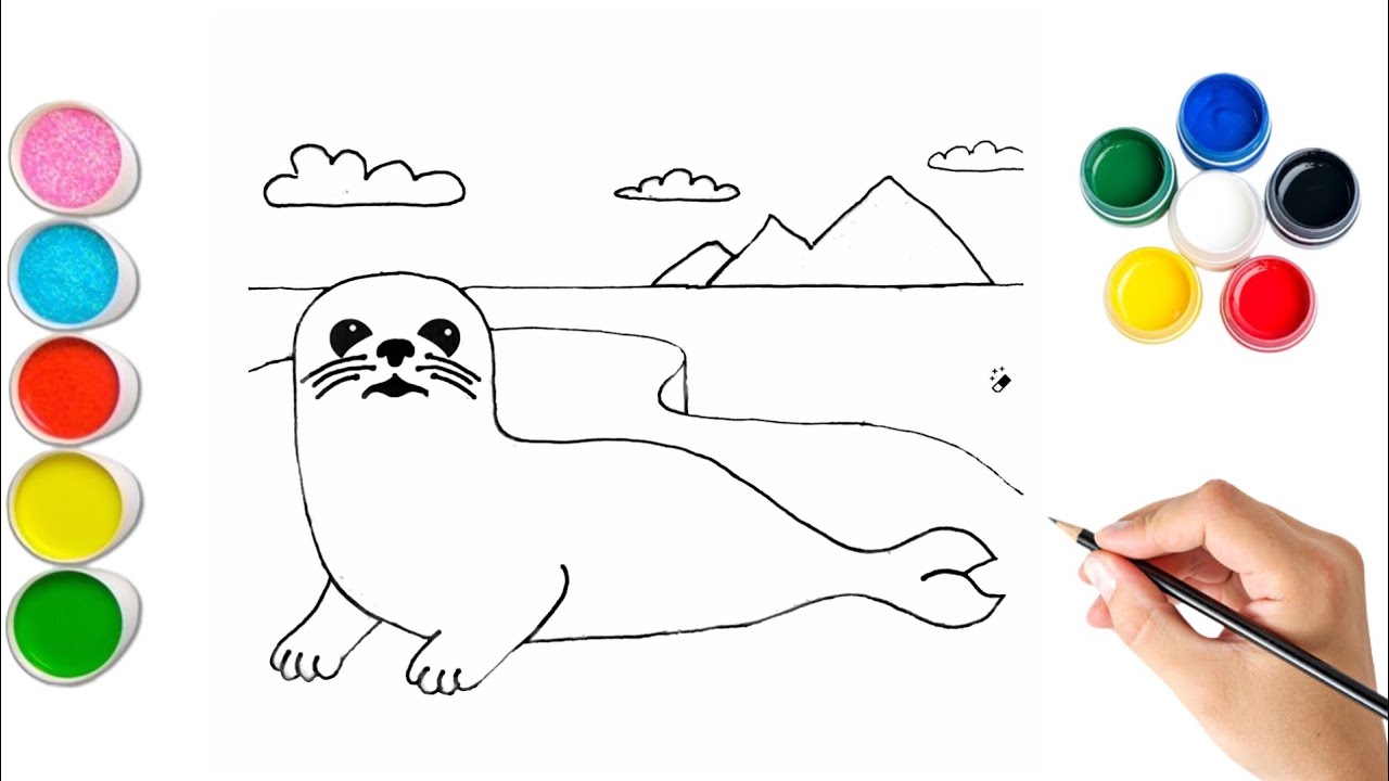 How to draw Sea Cat and Colouring for kids and toddlers || ABCD rhymes ...