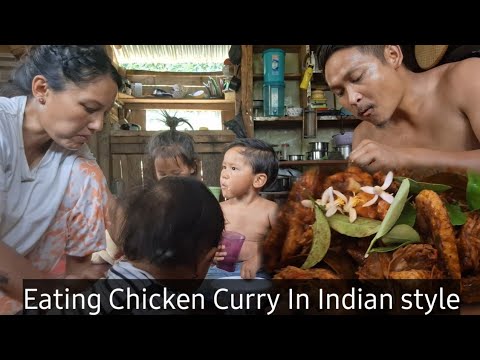 Eating Chicken Curry In Indian Style With My Family - YouTube