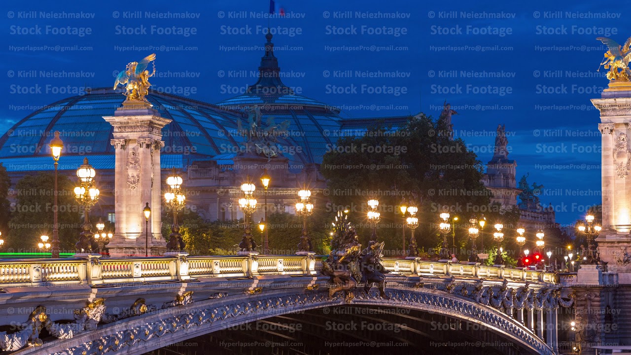 Alexandre Bridge in Paris at night in illumination day to night ...