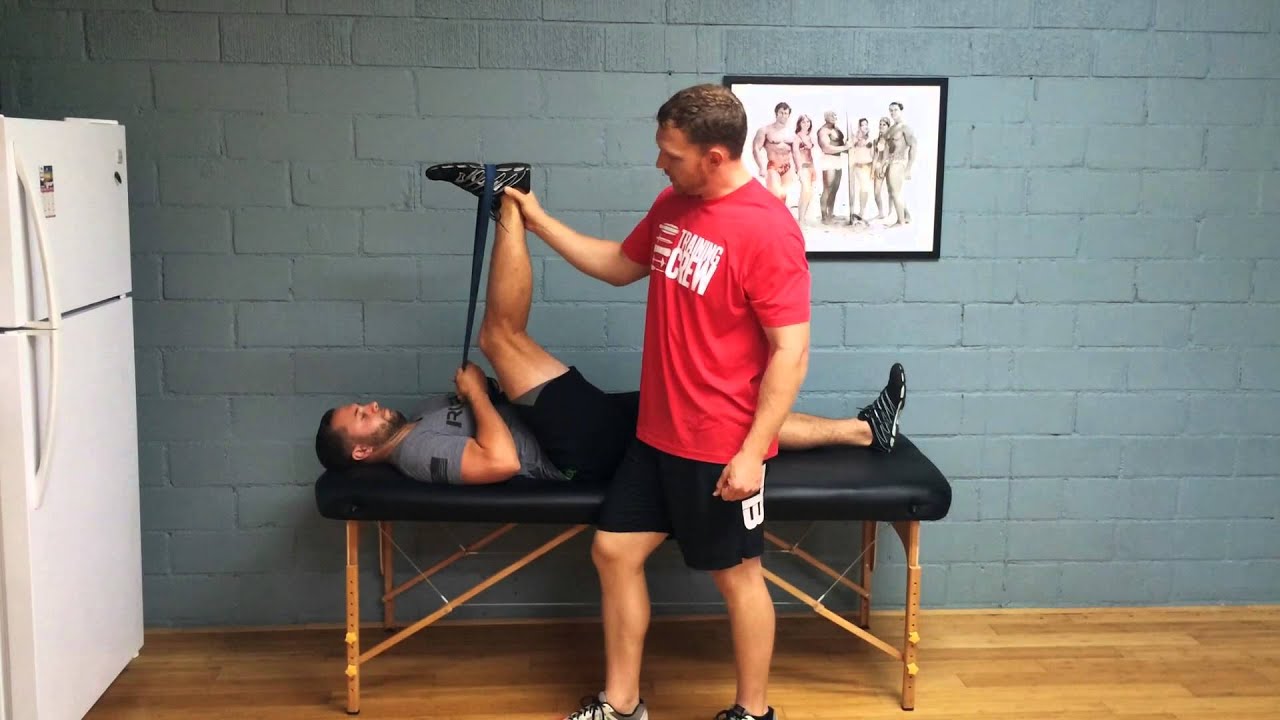 Paradiso CrossFit Prehab - Bent Knee Hamstring Stretch with band - YouTube