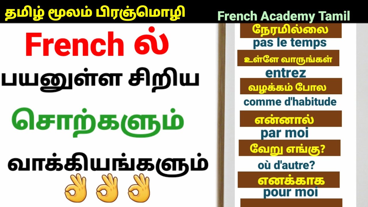 பிரஞ் மொழி/Basic French words and sentences/Learn French in Tamil ...