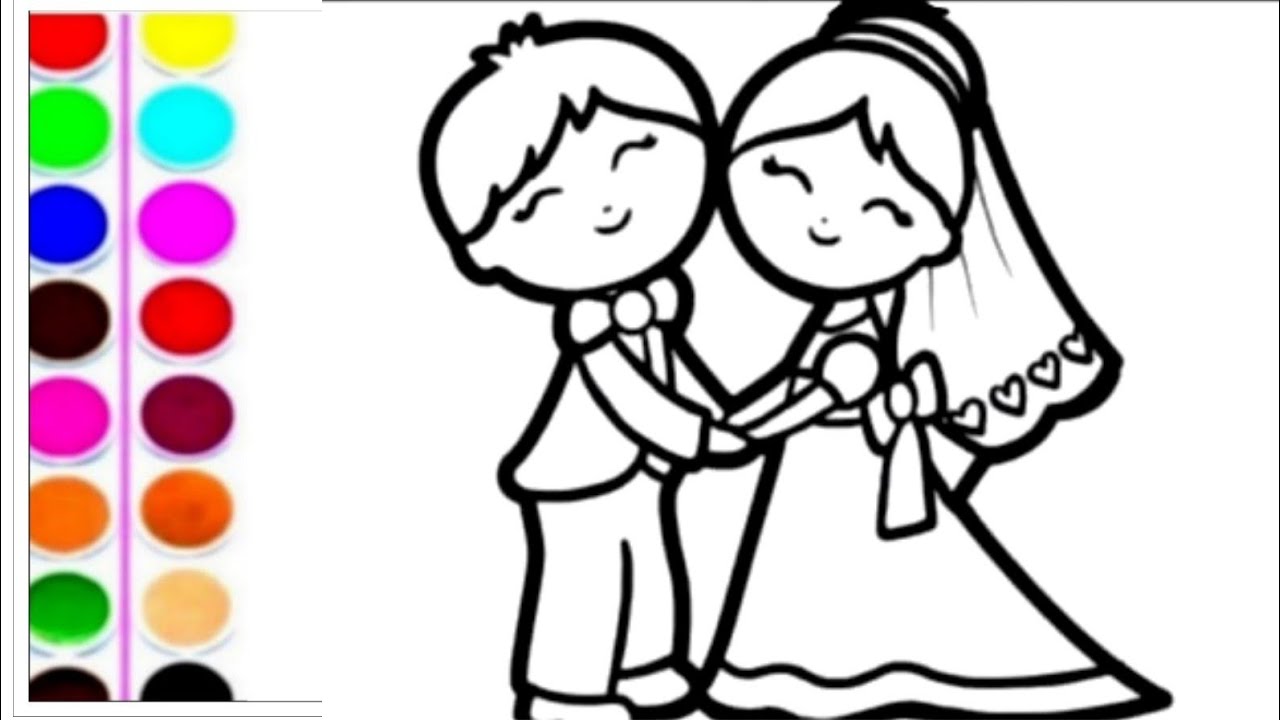 CUTE COUPLE DRAWING FOR CHILDREN 👱🏻‍♂️ ️drawing ,colouring ,painting ...