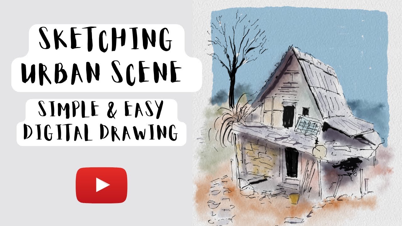 Urban sketching for beginner simple easy - YouTube