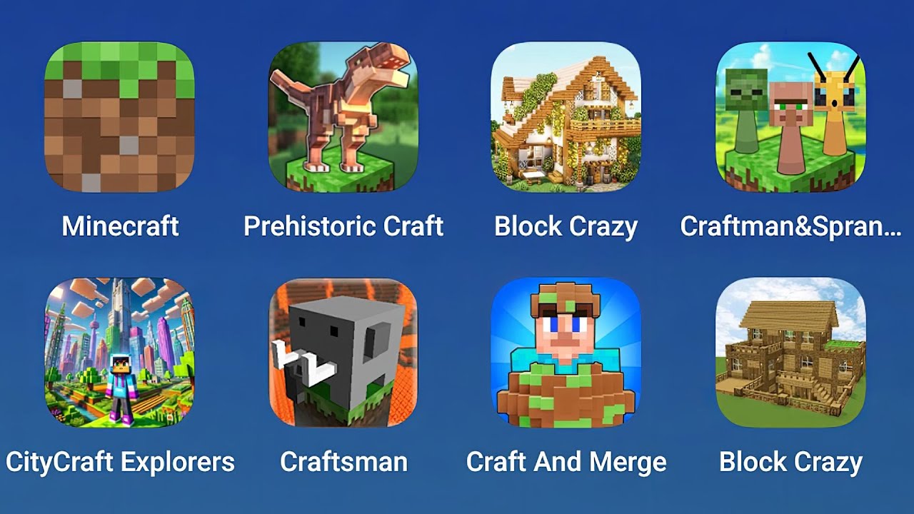 Minecraft, Prehistoric Craft, Block Crazy, Craftsman, CityCraft Explorers, Craft and Merge - YouTube