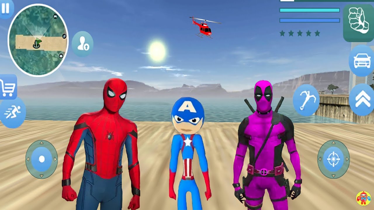 Süper Kahraman Çöp Adam Oyunu - Captain America Stickman Rope Hero #19 ...