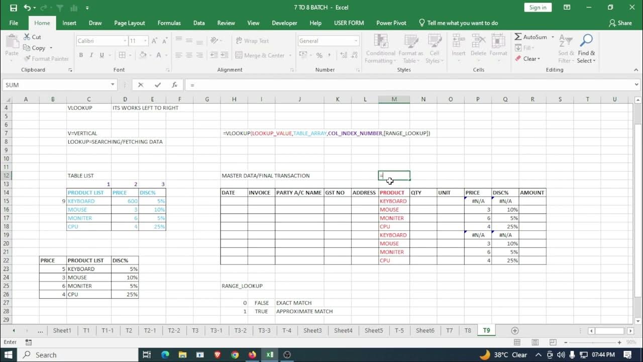 VLOOKUP LIVE CLASS, LOOKUP & REFERENCE FUNCTION | EXCEL TUTORIAL | EXCEL FOR BEGINNERS - YouTube