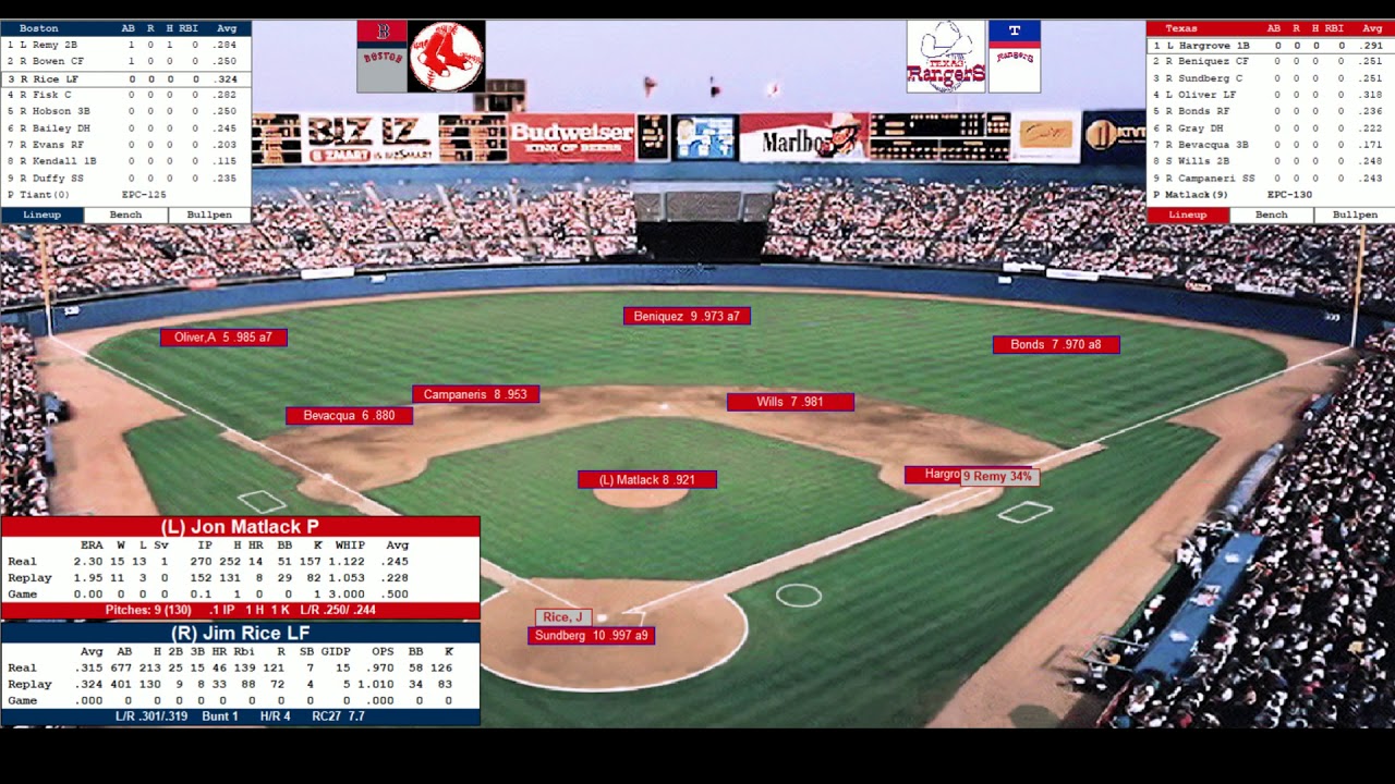 Action PC Baseball #redsox #rangers #1978 - YouTube