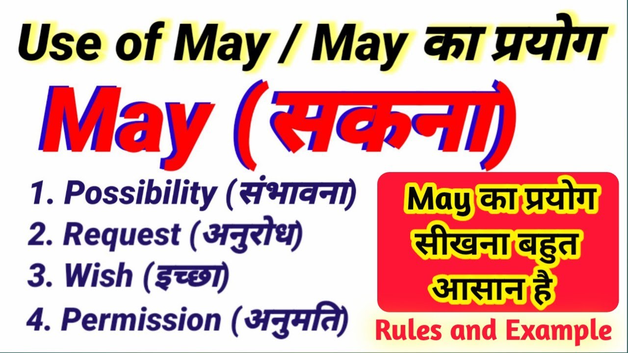 May का सही प्रयोग सीखे । Use of May | (Possibility, Permission, Wish ...