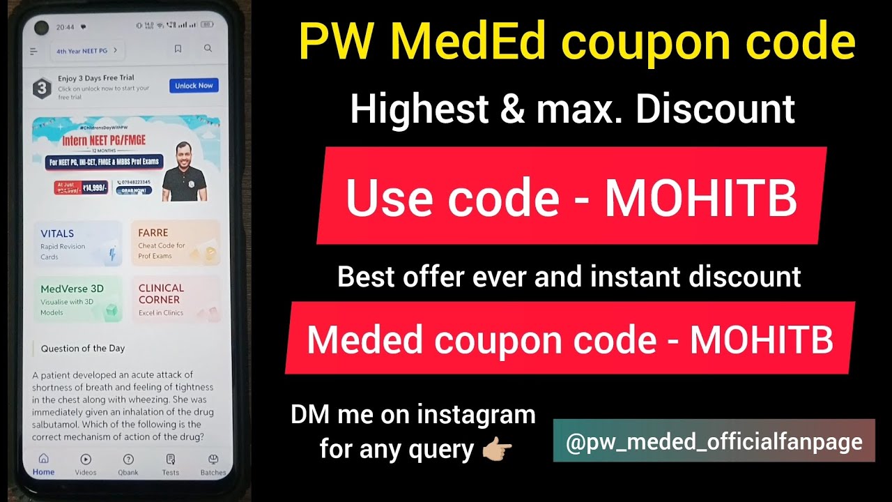 instant discount available| PW MedEd coupon code | maximum discount ...