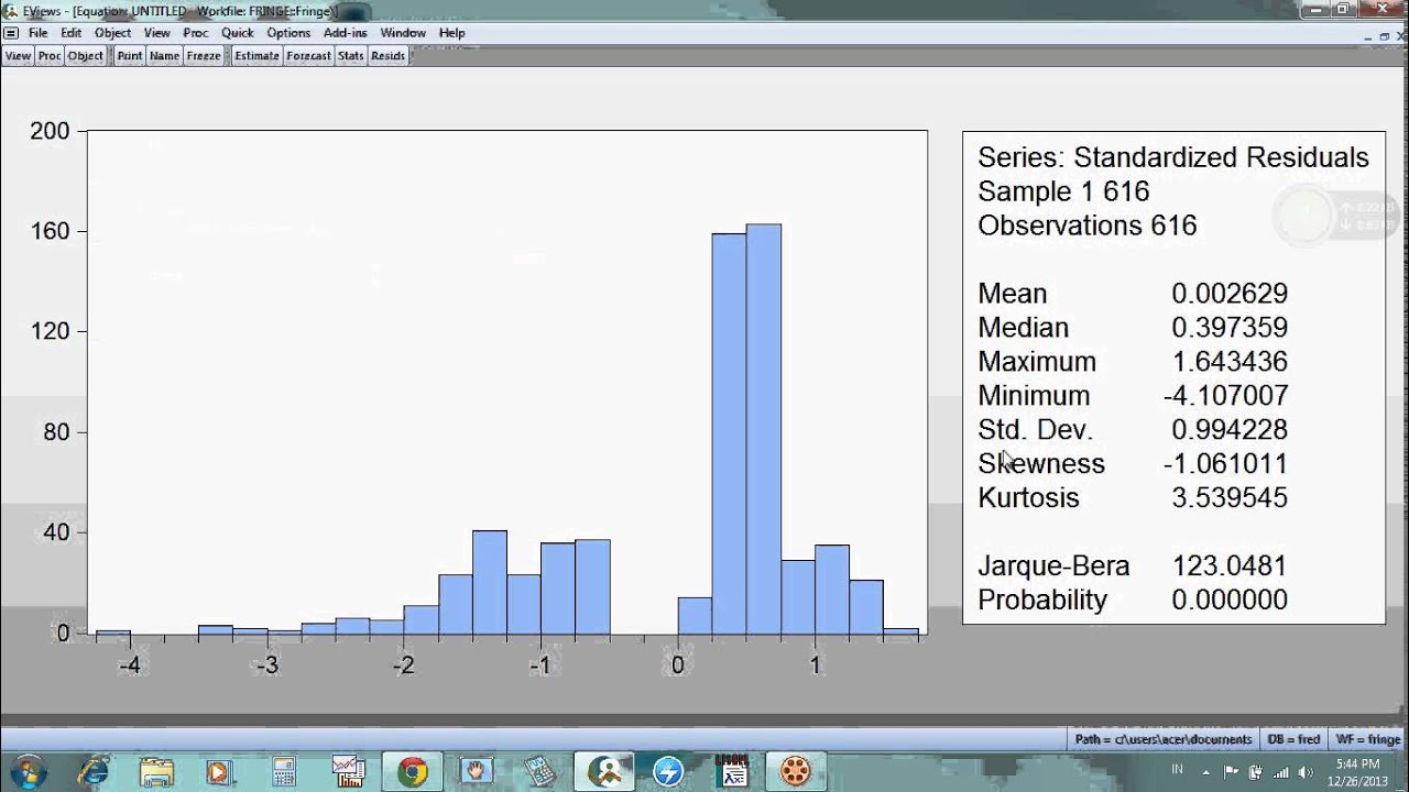 Probitlogitextreme Valueregression With Eviews Youtube