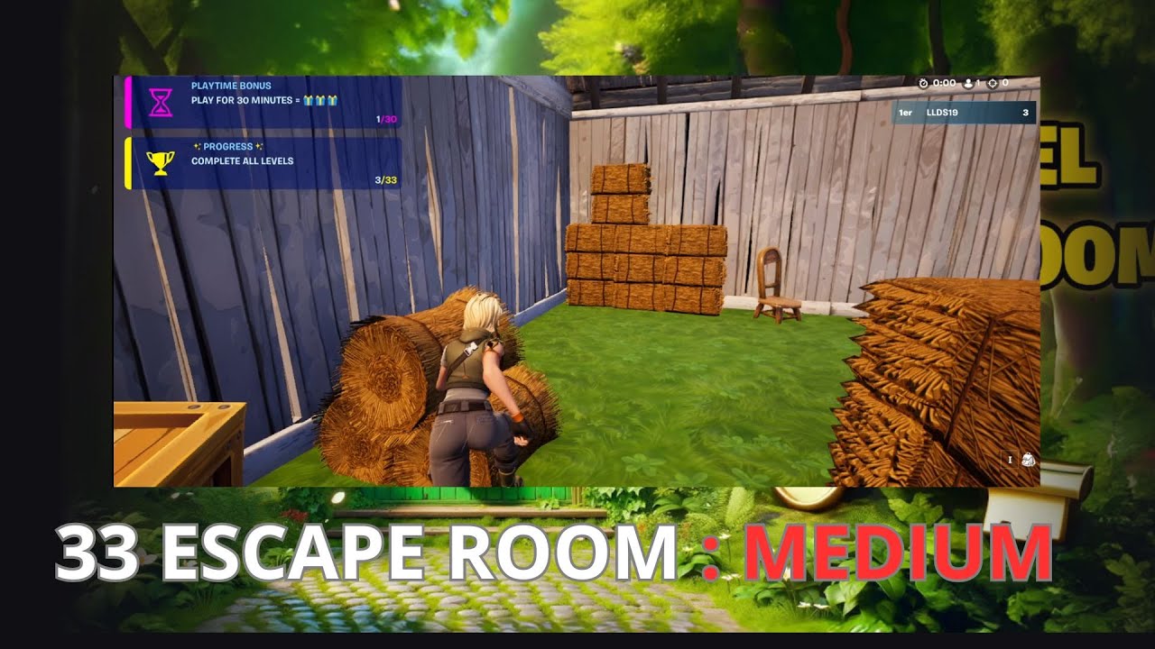 How to complete 33 Level Escape Room Fortnite Medium tutorial escape ...