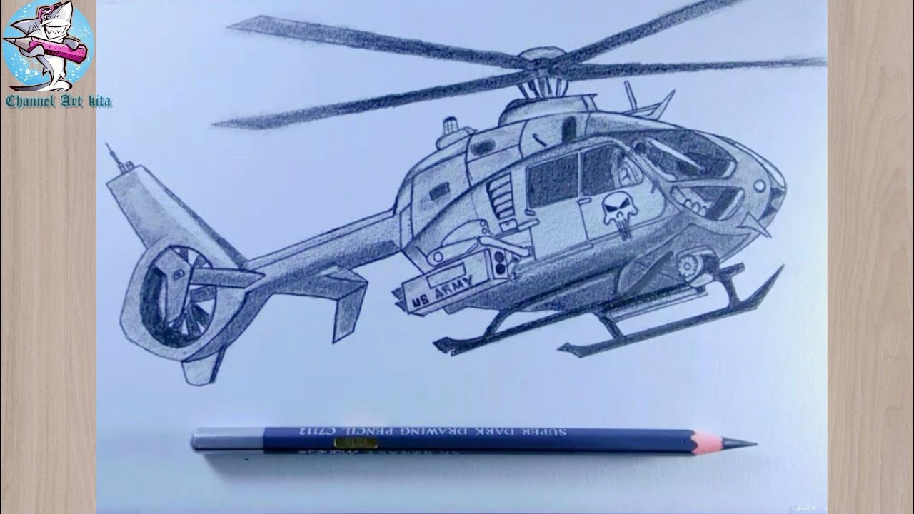 how to draw an army helicopter plane step by step || drawing for ...