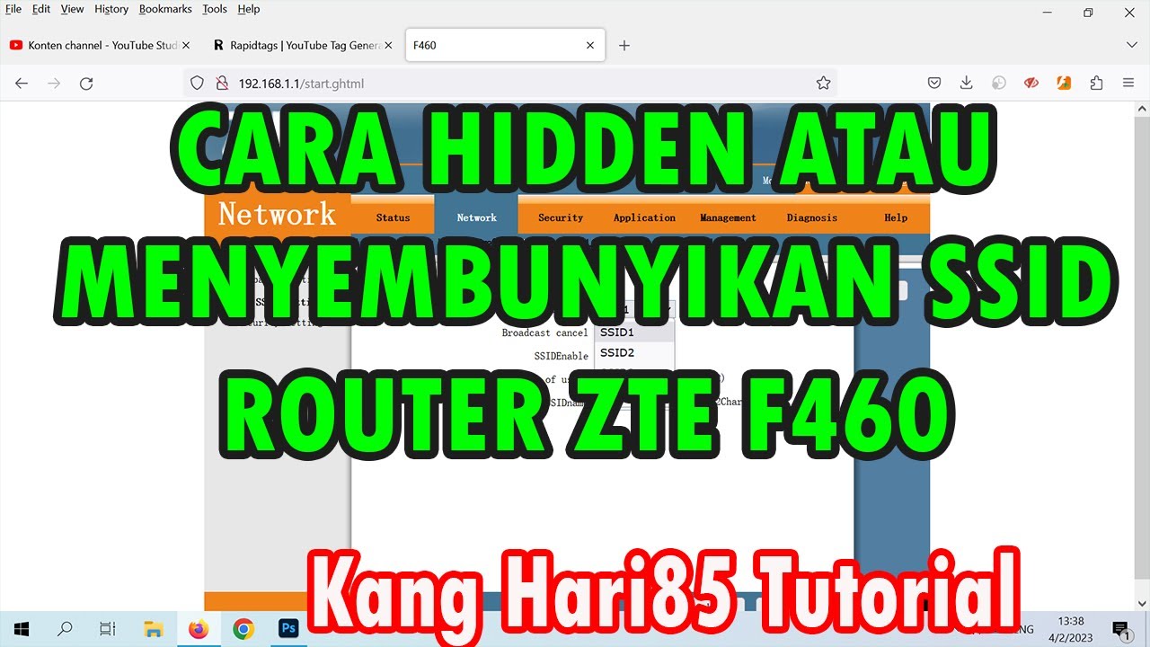 CARA HIDDEN ATAU MENYEMBUNYIKAN SSID WIFI ROUTER ZTE F460 - YouTube