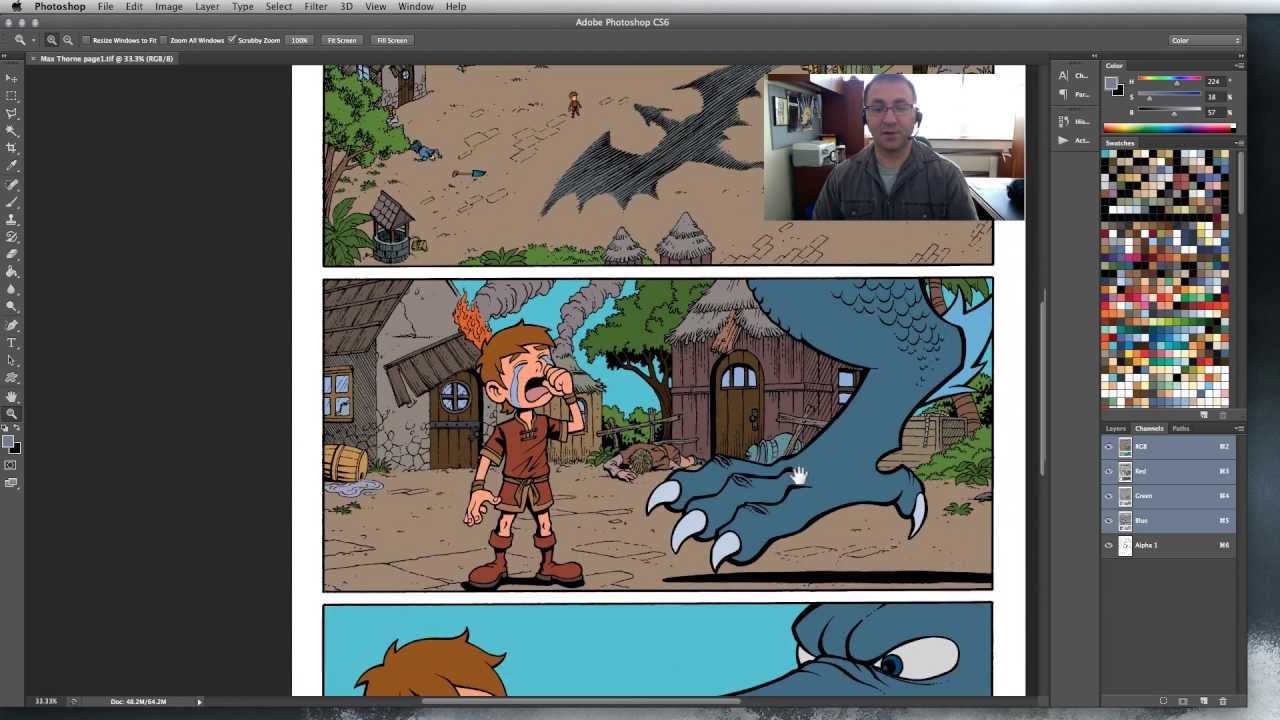 Coloring - Flatting A Comic Page - YouTube