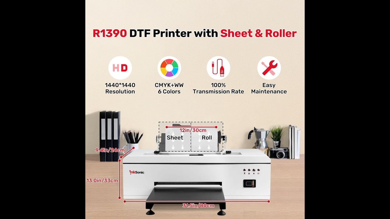 InkSonic R1390 A3 DTF Printer | Key Features - YouTube