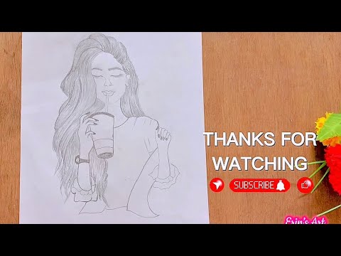 How to Draw a GIRL with Cold Drinks ~Easy Drawing || Step by Step - YouTube