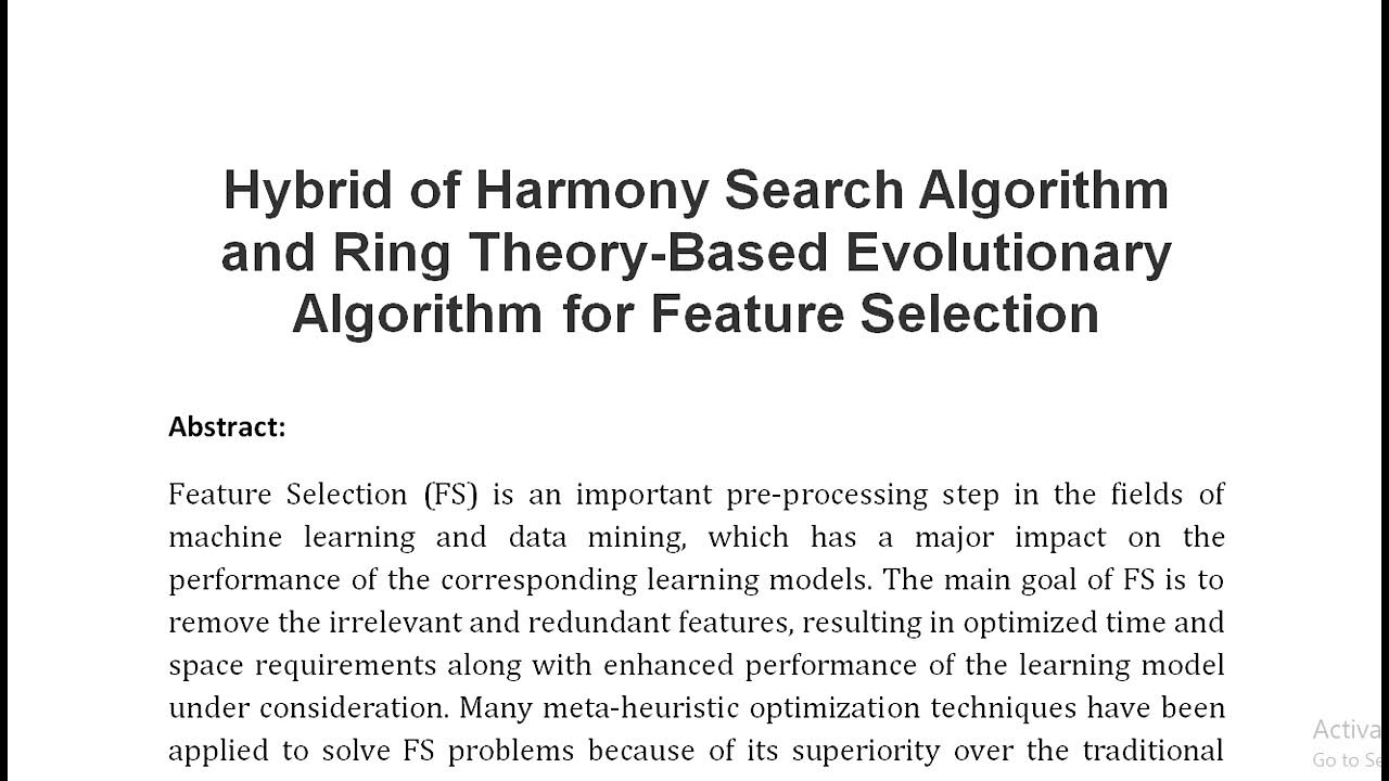 Hybrid of Harmony Search Algorithm and Ring Theory Based Evolutionary Algorithm for Feature ...