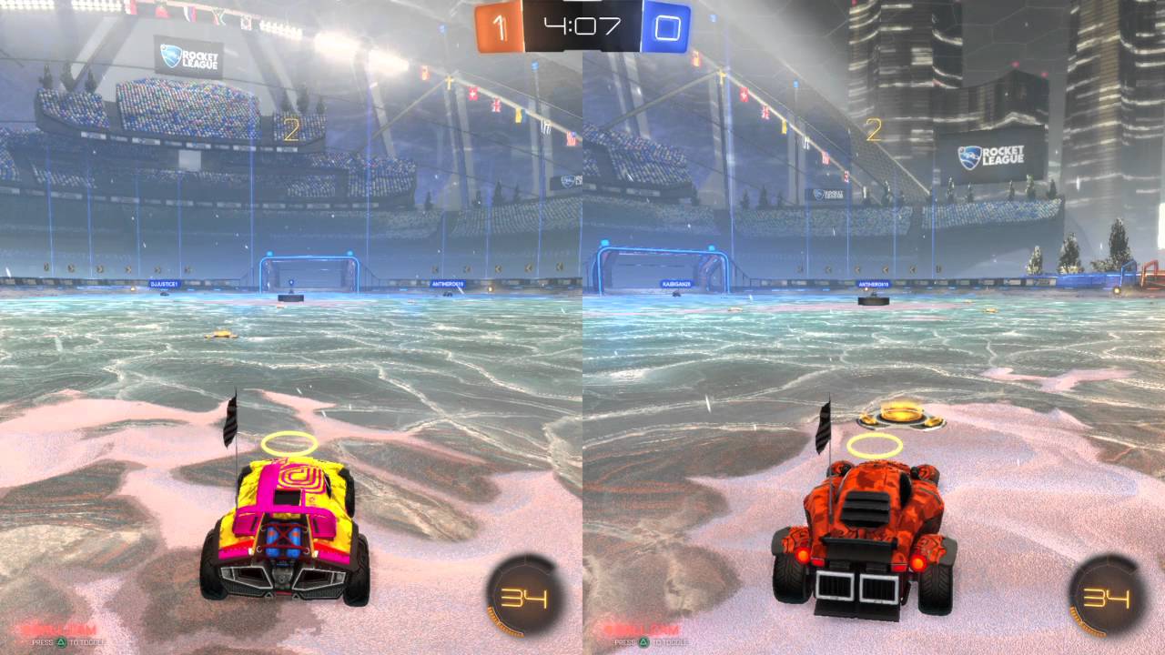 Rocket League - Snow Day - Split Screen Fun - 2x Goals Triple Juke ...