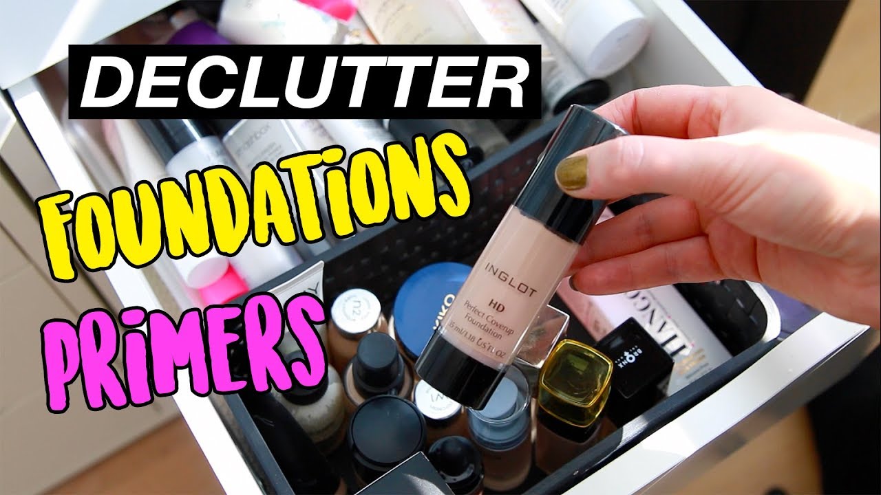 MAKEUP DECLUTTER!! Foundations, Primers & Face Sprays - YouTube