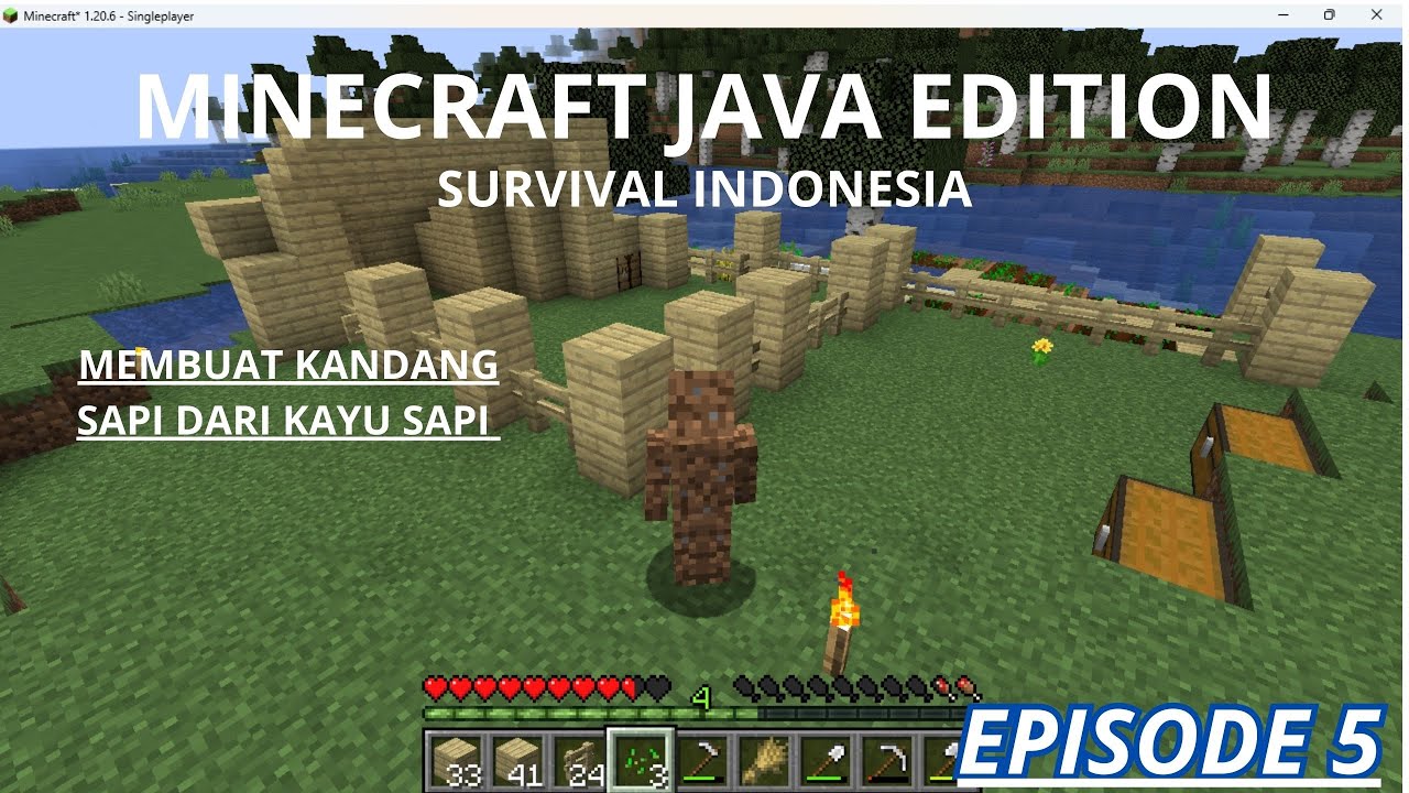 BERTAHAN HIDUP MEMBUAT FARM SAPI MINECRAFT SURVIVAL INDO JAVA EDITION ...