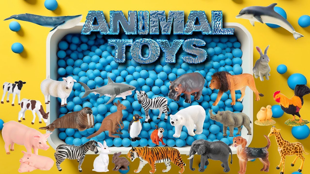 Find the lost animals in the blue balls and learn their name | Animal ...