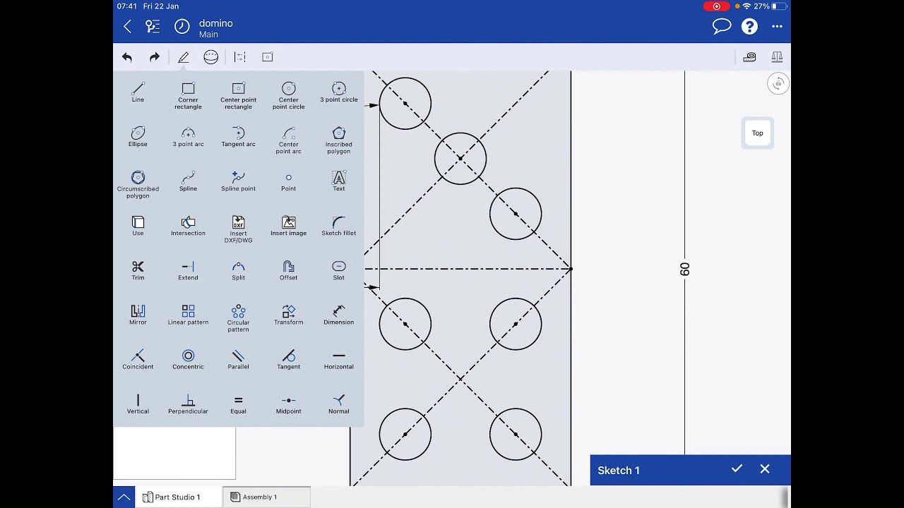 Domino in Onshape on an iPad - YouTube