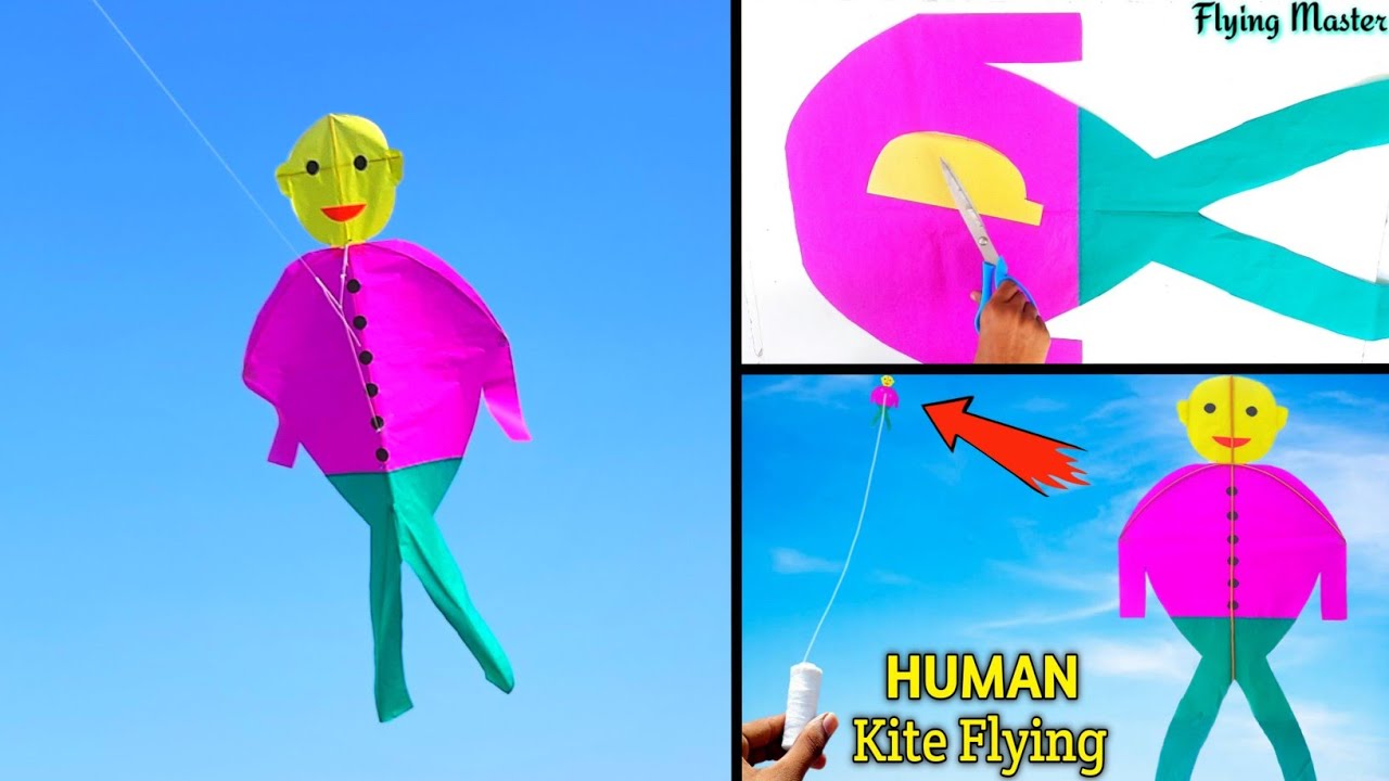 how to make kite , how to make man kite , human shape kite making ...