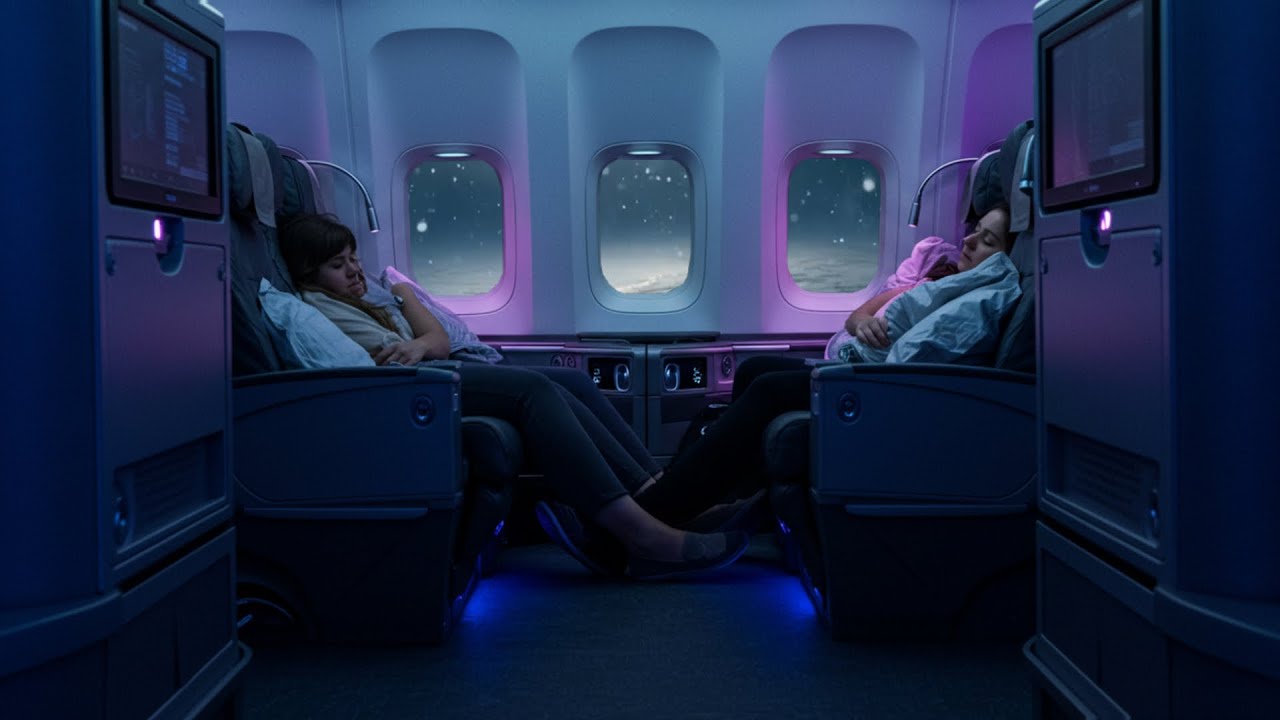 Luxury Flight Cabin White Noise with Blizzard Outside | Deep Relaxation ...