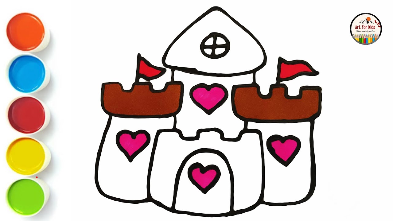 How To Draw A Castle 🏰 Drawing And Coloring A Cute Rainbow Castle 🏰🌈 ...