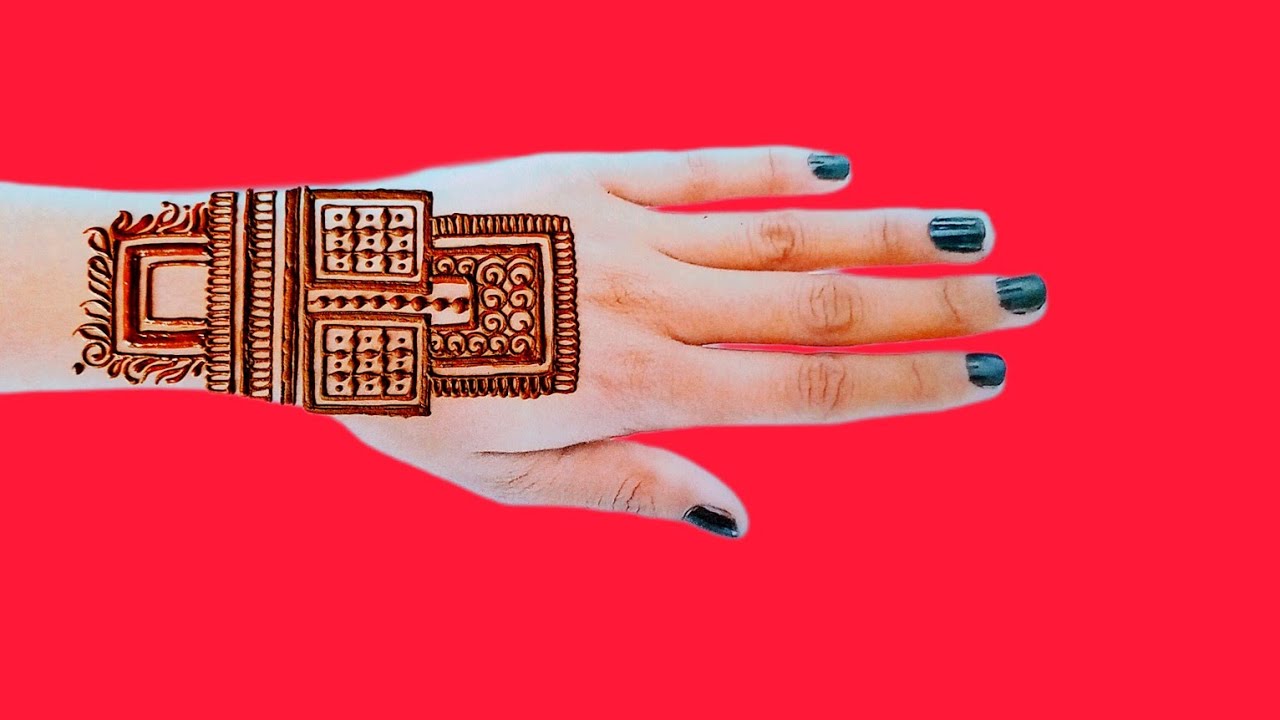 New and trendy square shape back hand mehndi design | सिंपल मेहंदी ...