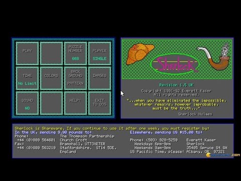 PC-Sherlock: a Game of Logic & Deduction gameplay (PC Game, 1991) - YouTube