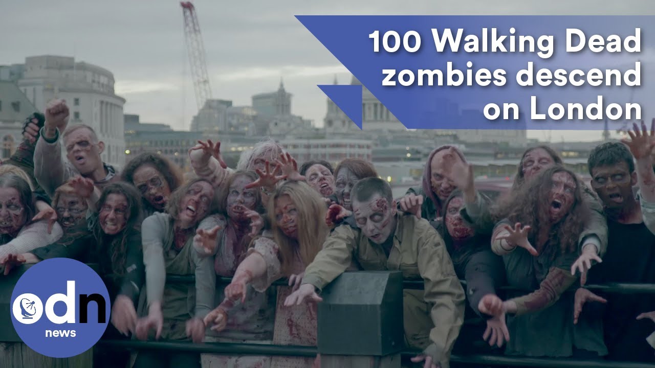 100 Walking Dead zombies descend on London’s Southbank - YouTube