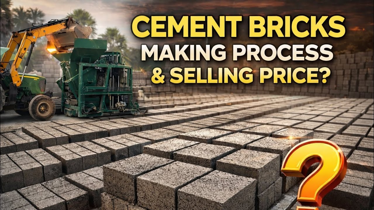 Cement bricks making process & selling price? - YouTube
