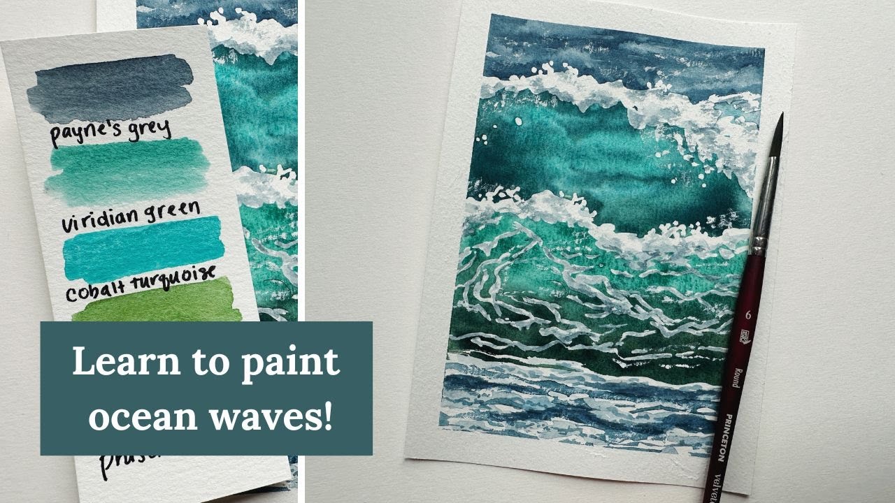 WATERCOLOR TUTORIAL | Ocean Waves Landscape | Step-by-Step Seascape ...