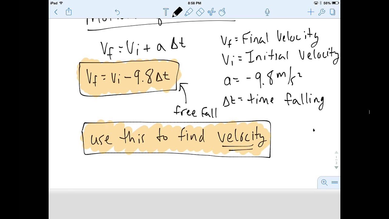 Free Fall Calculations Notes - YouTube