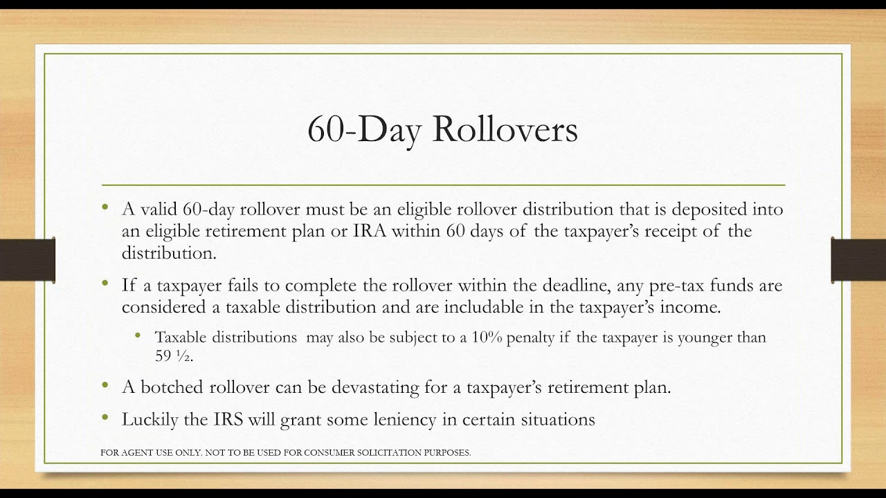 Recent Developments in 60 Day Rollovers - YouTube