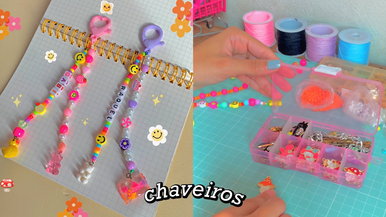 🔑 te ensinando a fazer um chaveiro | com passo a passo 🌈 - YouTube