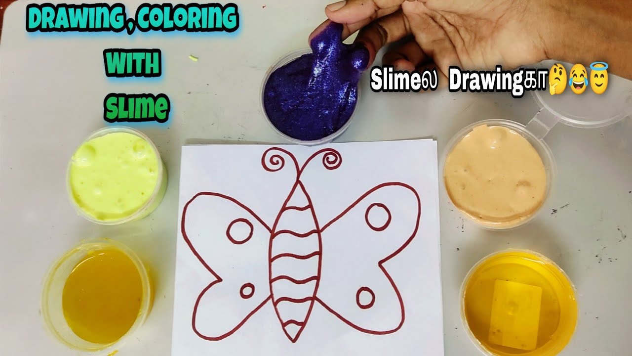 Homemade Slimeல drawingகா🤔😍 3D look Drawing, Coloring with Homemade ...