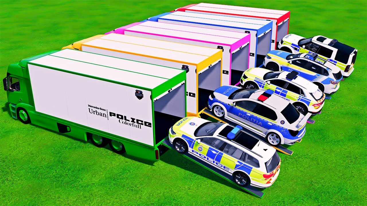 POLICE COLORFULL - TRANSPORTING POLICE CARS, AMBULANCE VEHICLES, FIRE ...