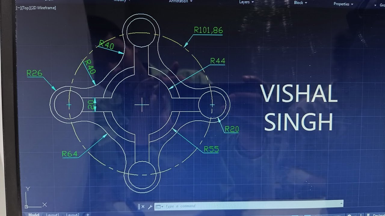 #2D AutoCAD drawing#2d#autocad #spiner #spiner in AutoCAD #2d spinner ...