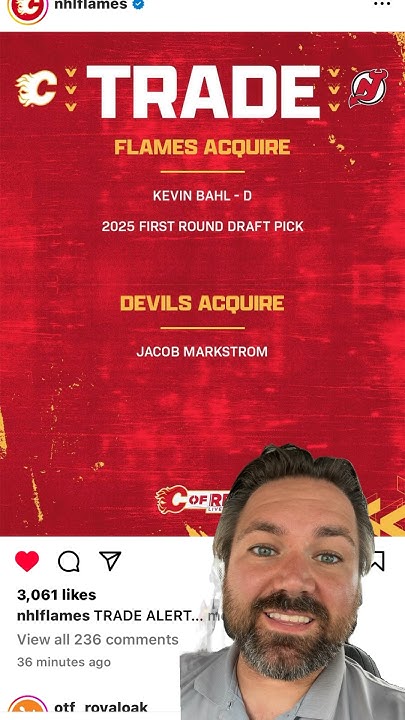 TRADE: Jacob Markstrom was traded from the Calgary Flames to the NJ Devils - YouTube